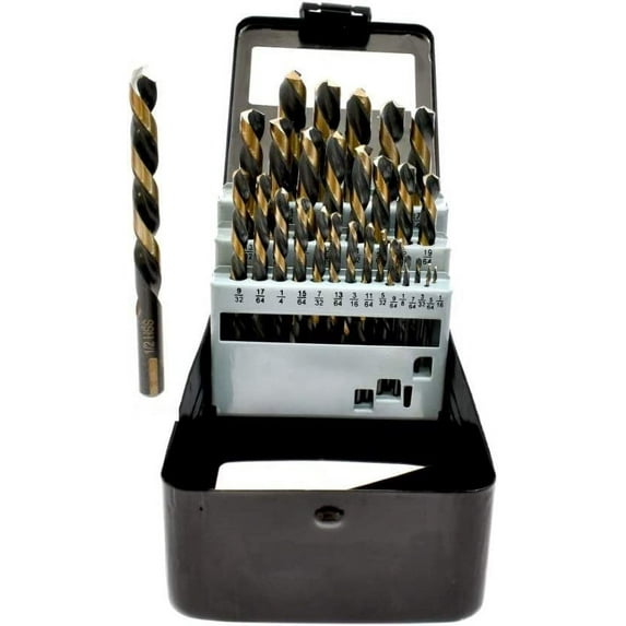 29PC Left Hand Industrial Black & Gold Drill Bit Set 135 degree split ...