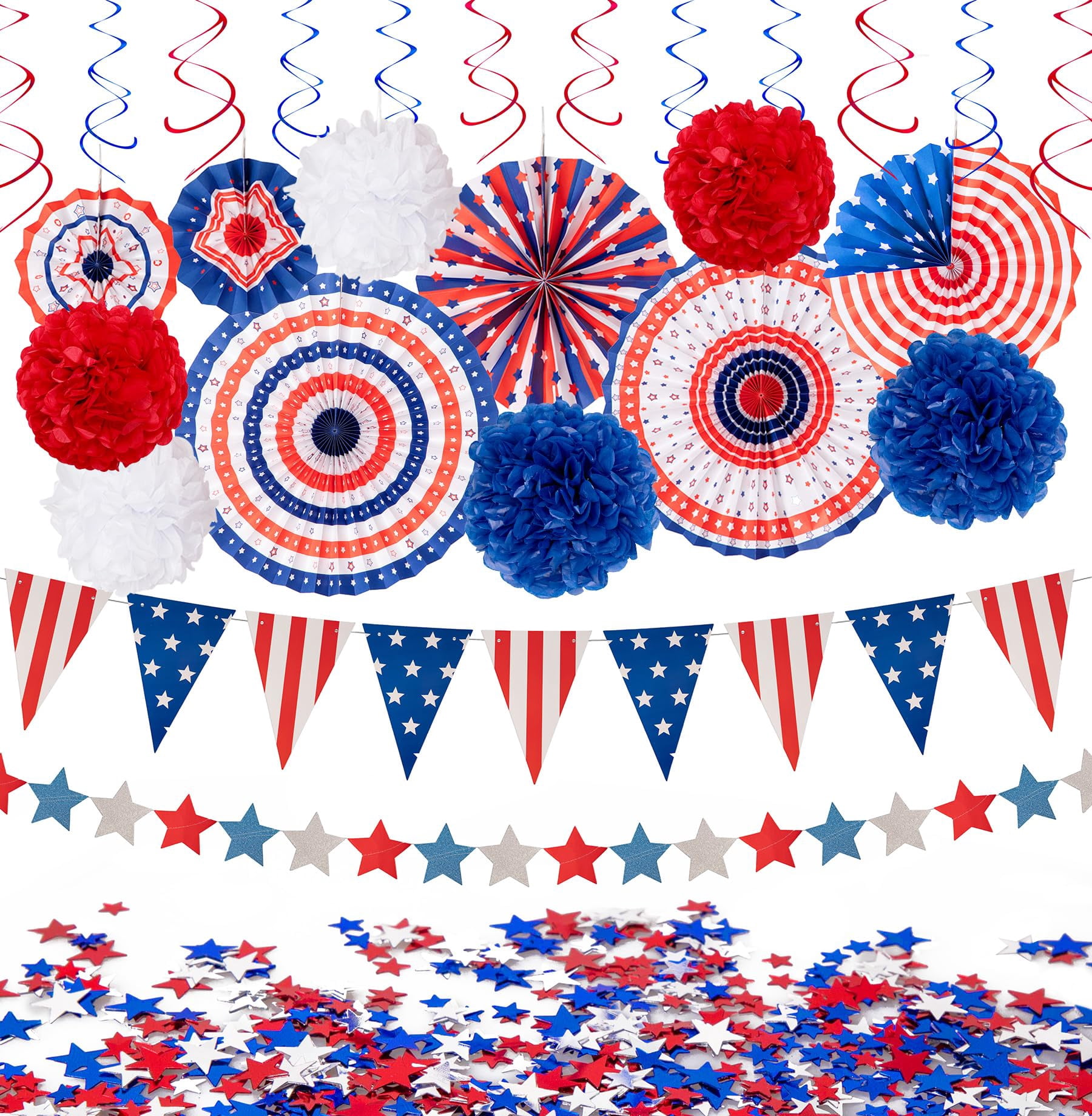 29PCS 4th/Fourth of CORNET July Patriotic Decorations Set - Red White ...