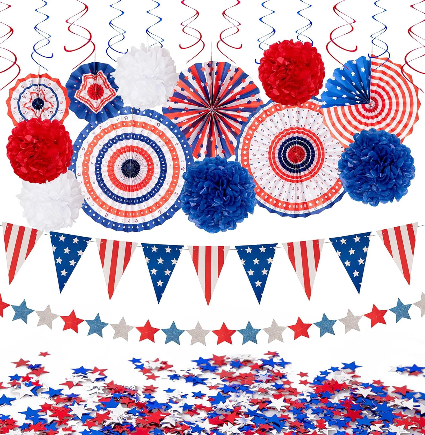 29PCS 4th/Fourth of July Patriotic Decorations Set - Red White Blue ...