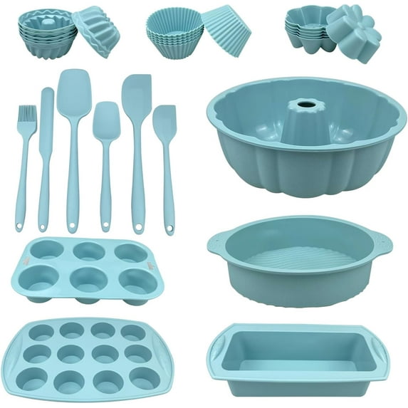 29PCS Nonstick Silicone Baking Set With Bakeable Mini Cake Pans ...