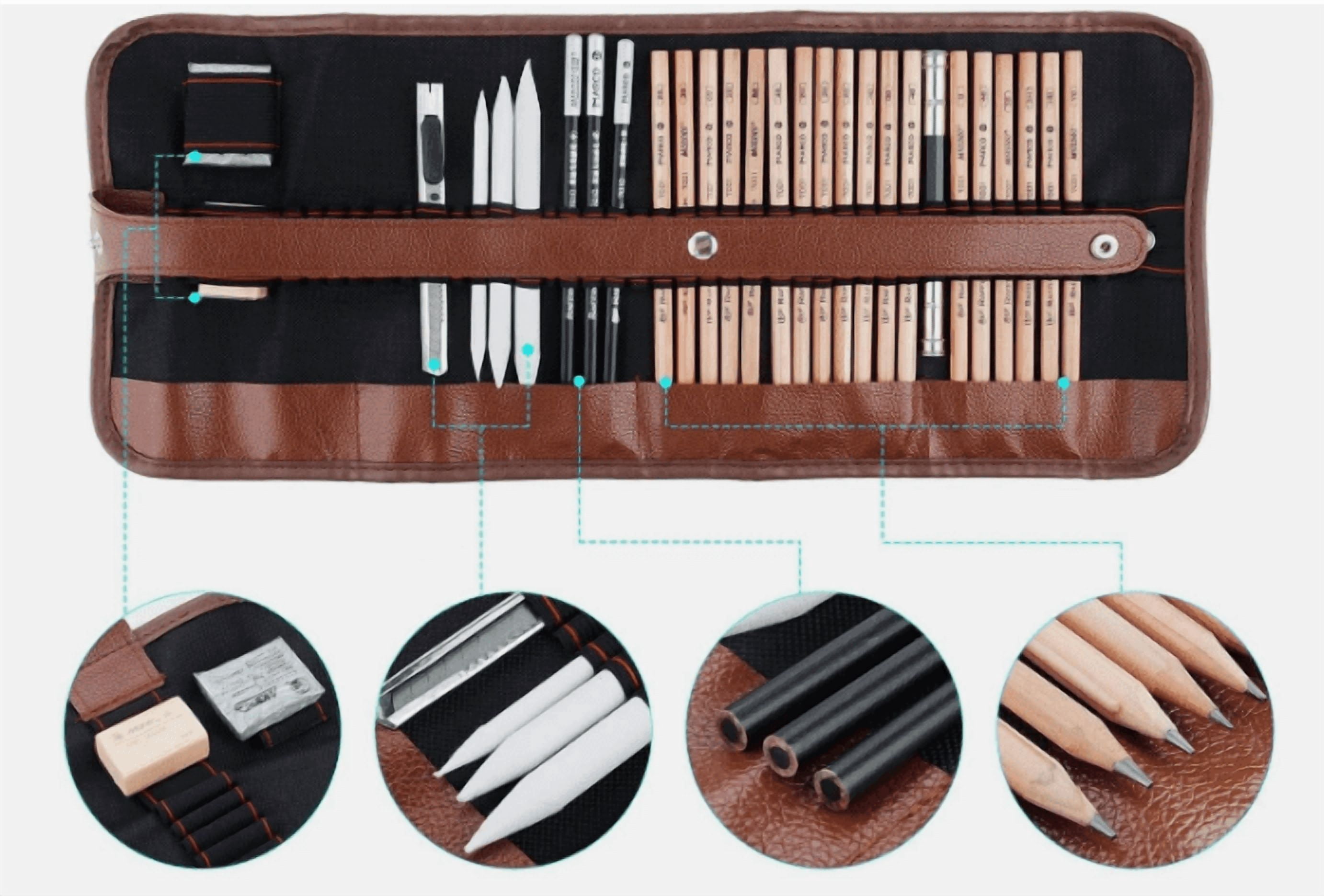 29PCS Professional Drawing Artist Kit Set, Sketching Pencils & Charcoal ...