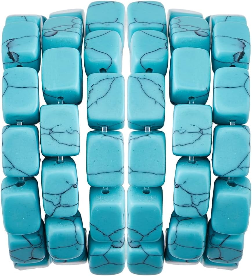 29PCS Turquoise Beads 10x8mm Cuboid Gemstone Spacer Loose Beads Blue ...