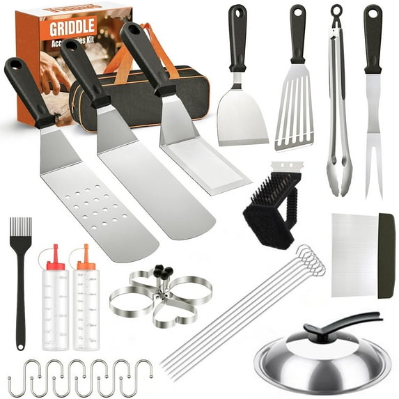 LSJX 29Pcs Griddle Accessory Kit, Extra-Thick Stainless Steel Tools for ...