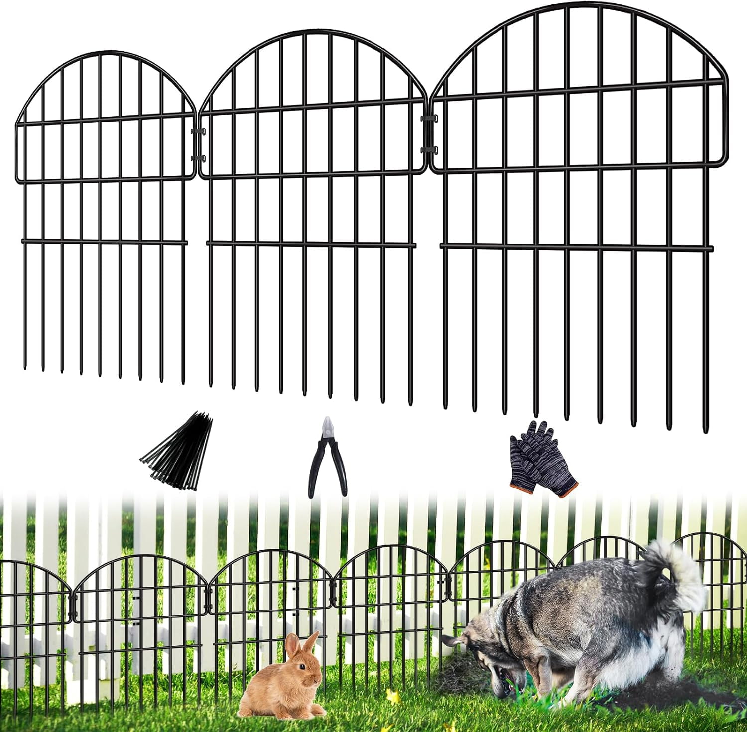 29ft (L) X 17in (H) Garden Fence Animal Barrier, 27 Panels No Dig Fence ...