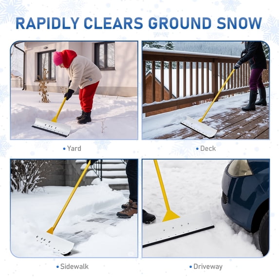 29in Wide Snow Pusher Shovel Plow Blade Yellow & White Heavy-Duty Non ...