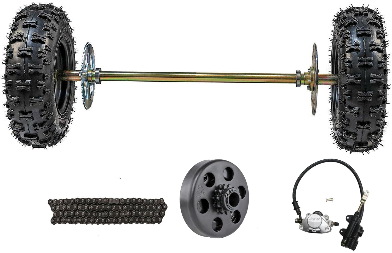 29inch/740mm Rear Axle Complete Kit with 4.10-6" Wheels, Brake Assembly ...