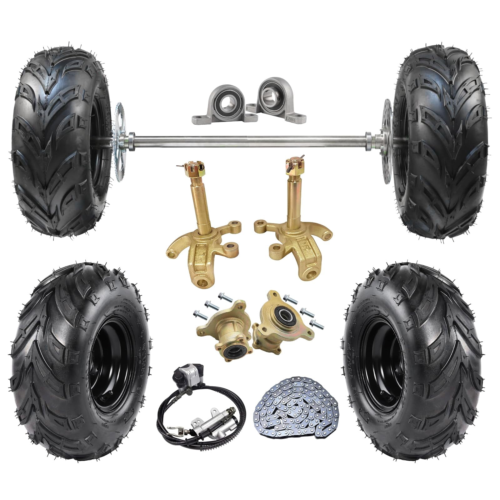 29inch 740mm Rear Axle Shaft Kit with 145/70-6 Front/Rear Wheels Tires ...