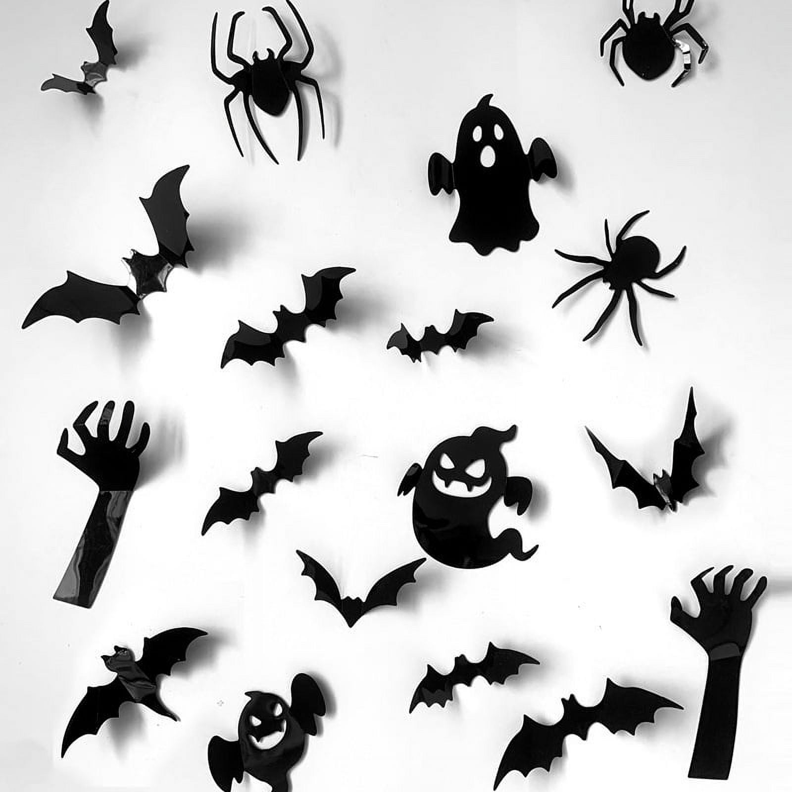29pcs Halloween Decorations 3D Spider Stickers Bats Ghost Sticker Home ...