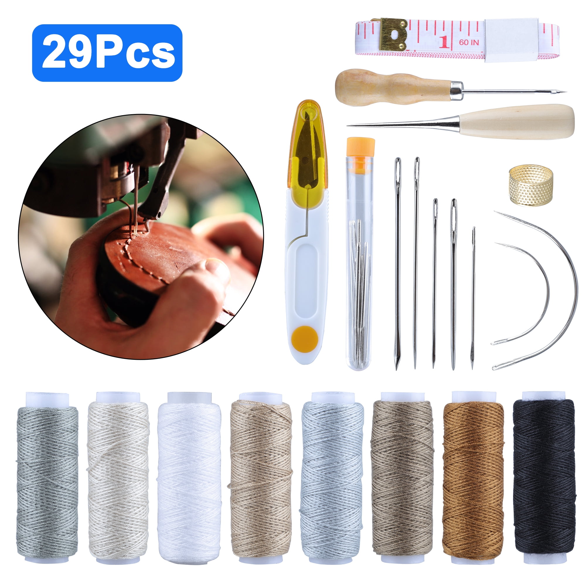 TSV 29pcs Leather Craft Tool Kit, Sewing and Upholstery Repair Kit for ...