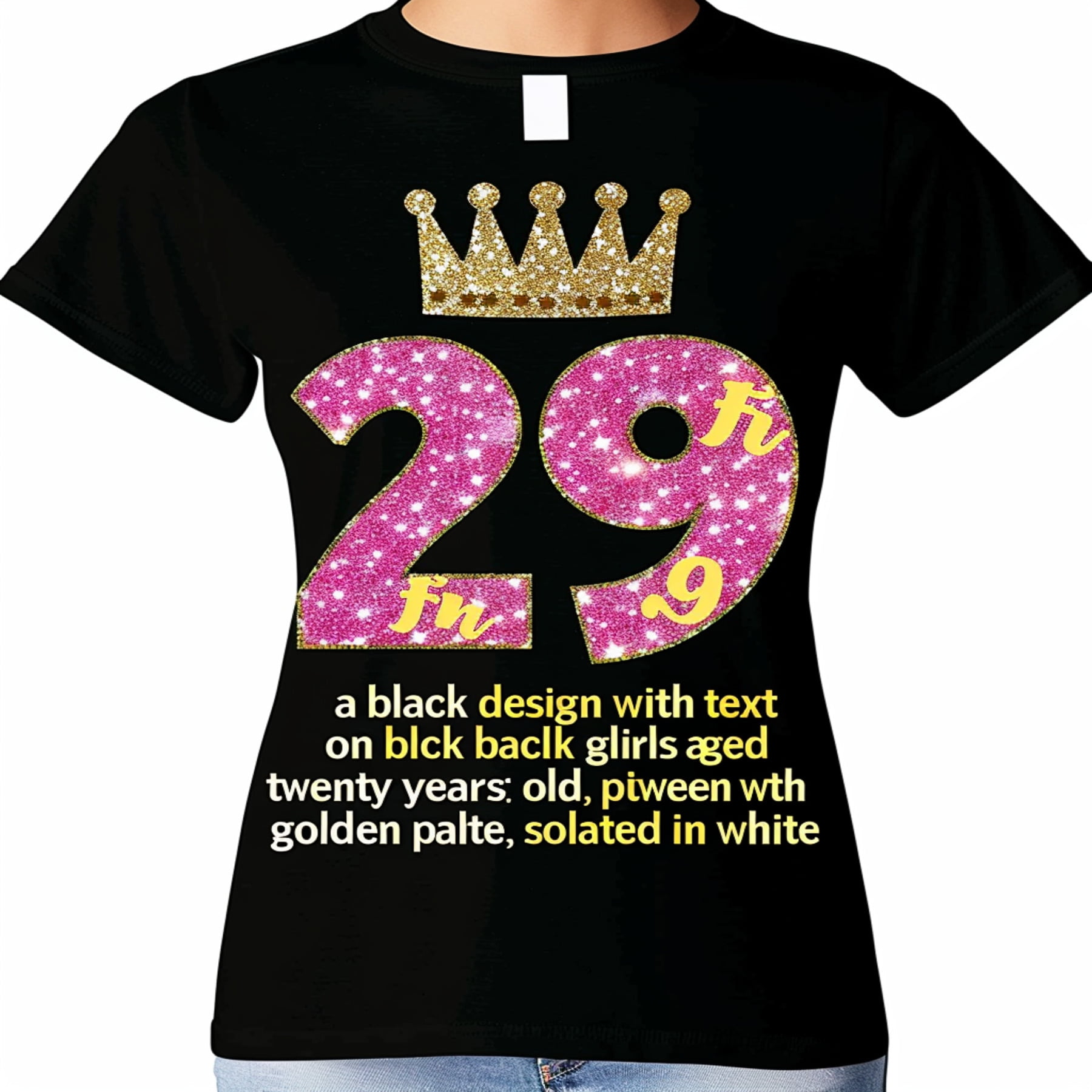 29th Birthday Girl Pink Glitter Numbers & Gold Crown Design Girls ...