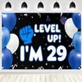 29th Birthday Polyester Backdrop, Black Blue Gaming Style Party Photo ...
