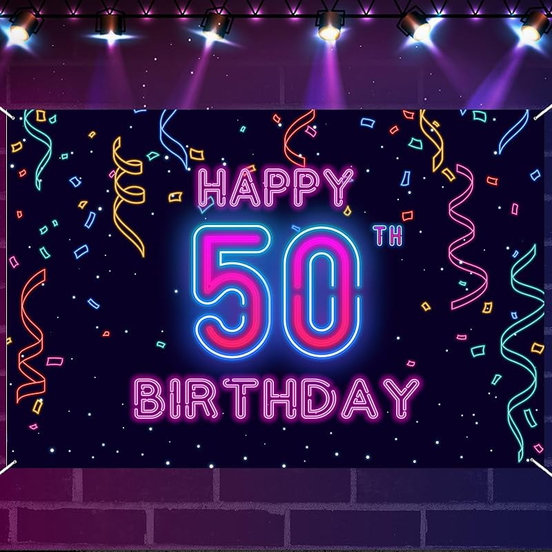 29th Neon Glow Happy Birthday Banner Let’s Glow Banner Backdrop ...
