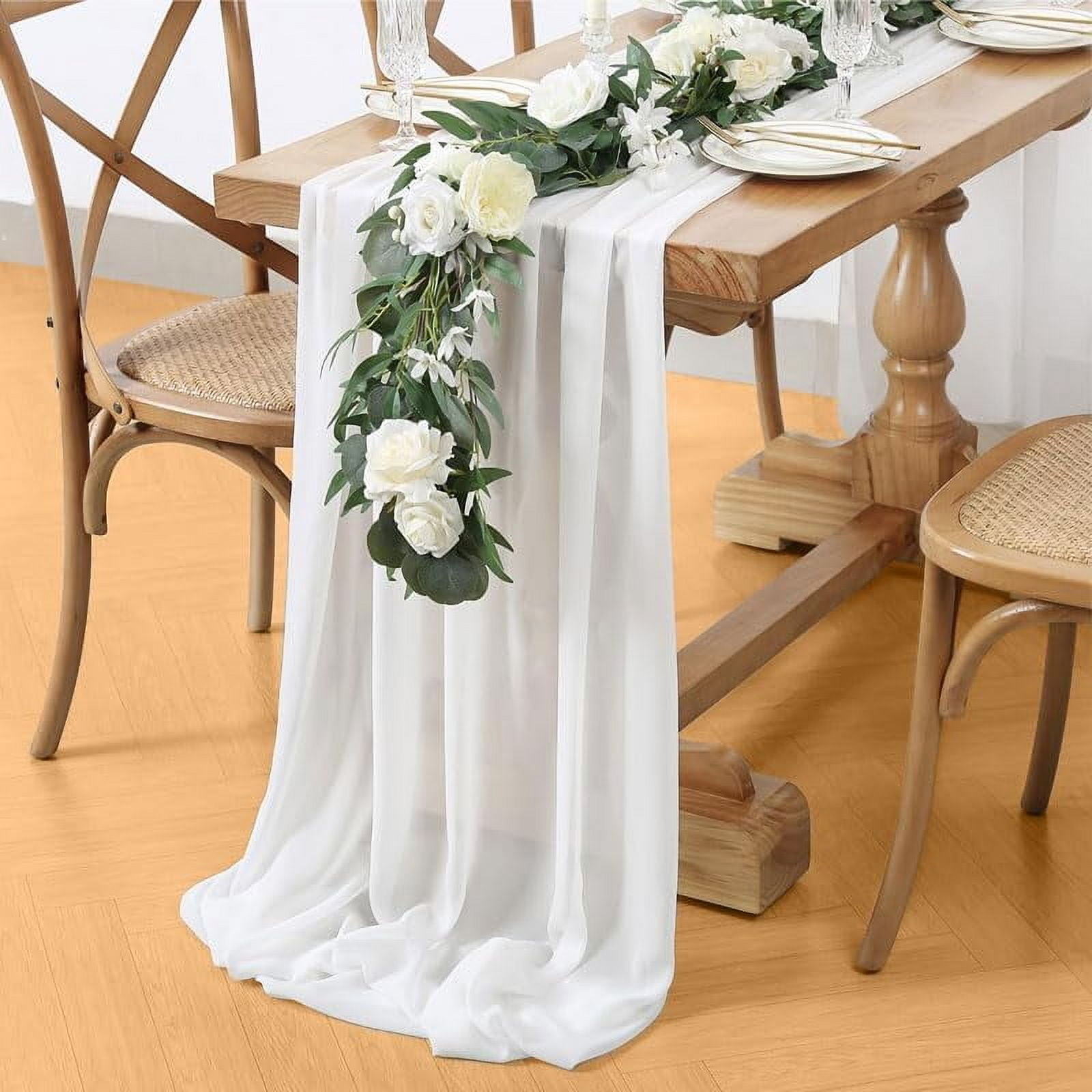 29x120 White 100% Chiffon Table Runner for Banquet Wedding Party Event ...