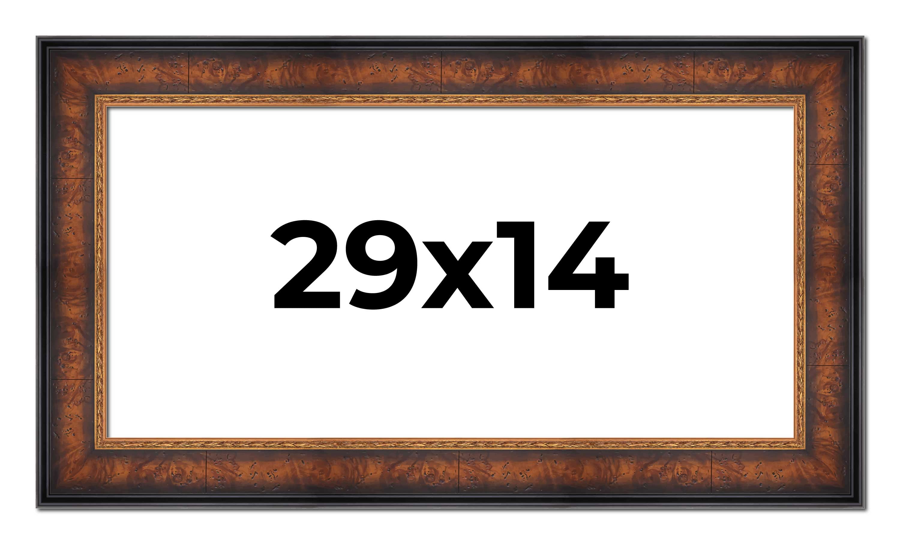 29x14 Frame Brown Walnut Gold Ornate Trim Solid Wood Plein Air Picture ...