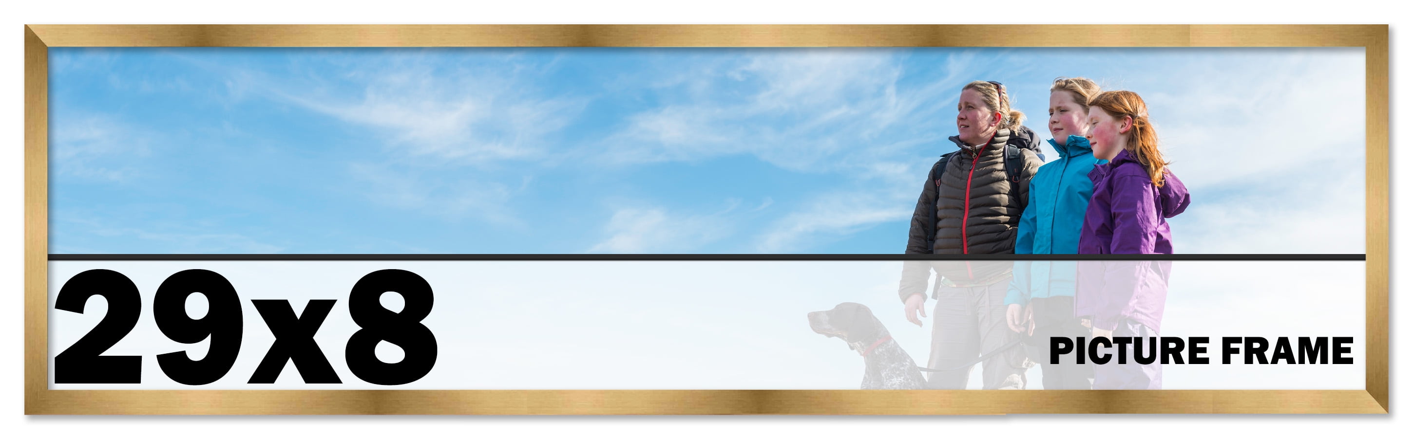 29x8 Frame Gold Bronze Modern Solid Wood Picture Frame | 0.75 Inch ...