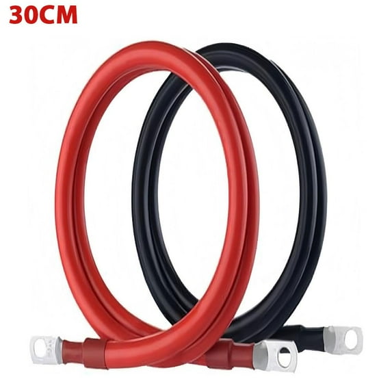 2AWG 11.81 Inch Battery Cables - 30CM Pure Copper with 3/8 Lugs ...