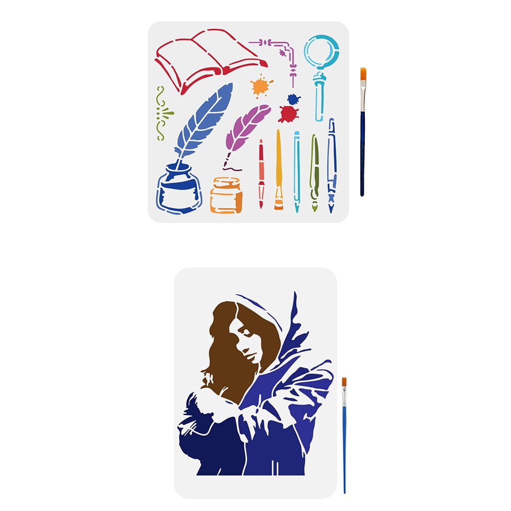 2Bag 1Pc PET Hollow Out Drawing Painting Stencils for DIY Scrapbook ...