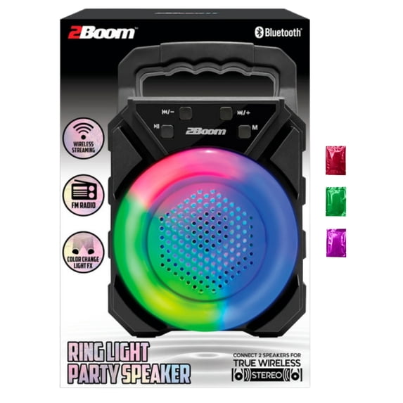 2Boom Bluetooth LED Ring Light Party Speaker 1Ct, Portable Wireless ...