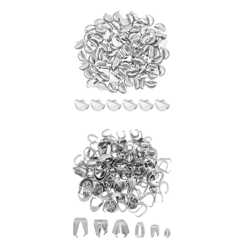 2Box 120Pcs 6 Style 304 & 201 Stainless Steel Snap on Bails Stainless Steel Color 5~11x5~11x2~6 ...
