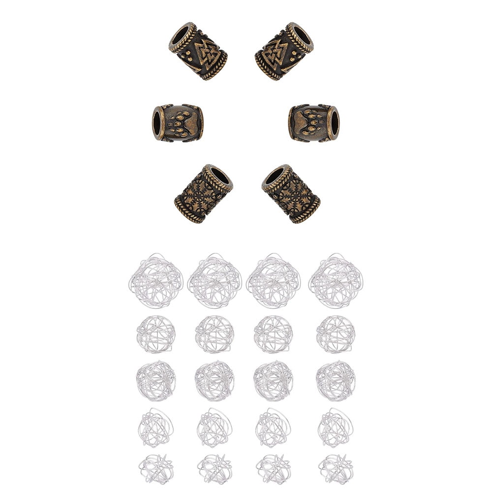 2Box 50Pcs 5 Sizes 304 Stainless Steel Bead Cages Spacer Beads Round ...