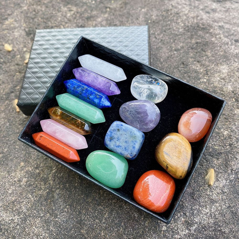 2Box Healing Crystals and Stones Kits Including 7 Chakra Pointed ...