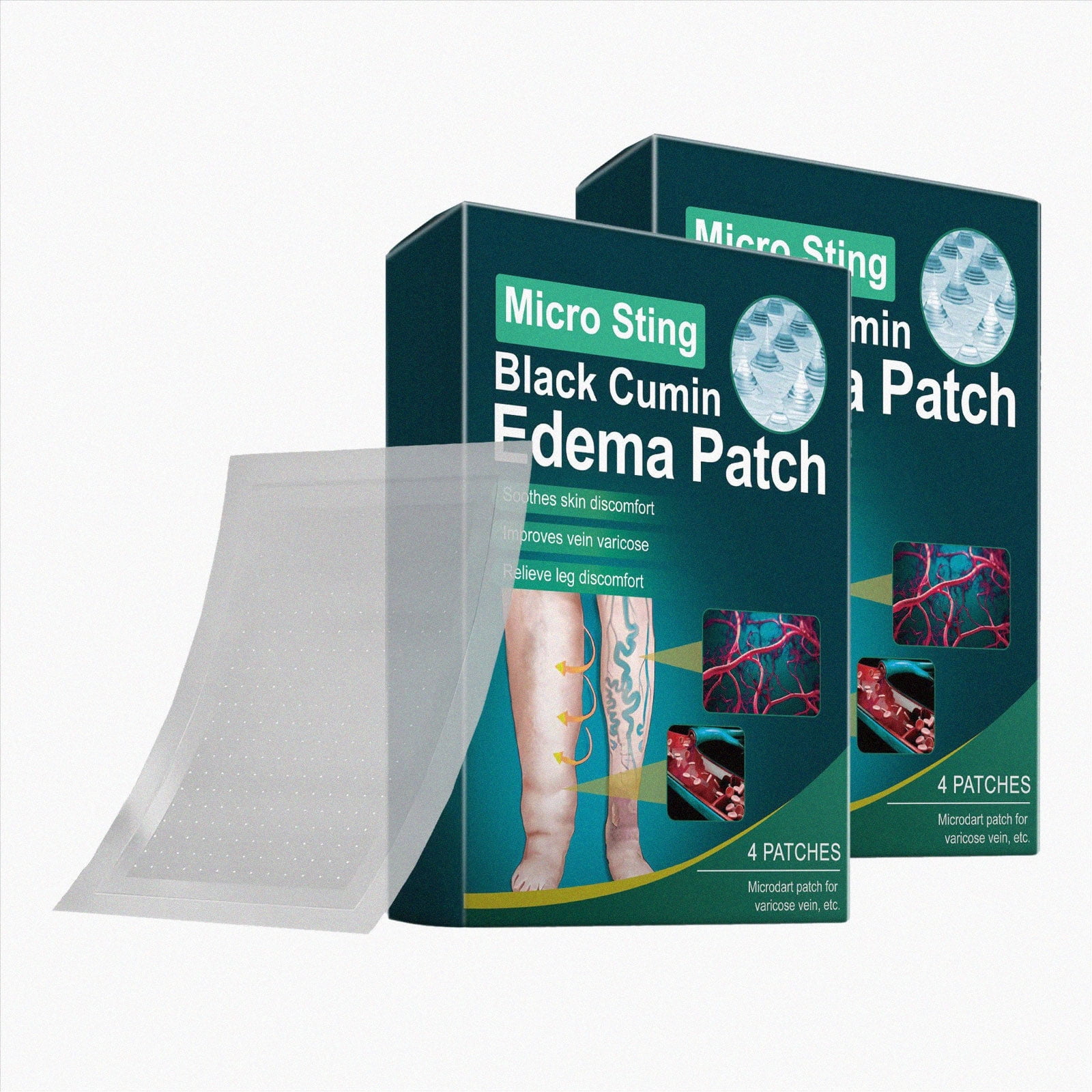 2Box Micro-Needle Leg Patches for Circulation Support, Varicose Veins ...