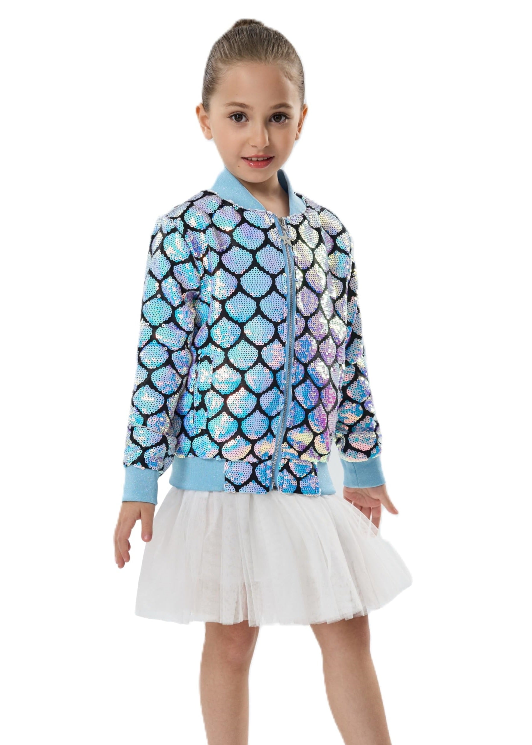 2Bunnies Girls' Seashell Glow Sequin Bomber Jacket - Walmart.com