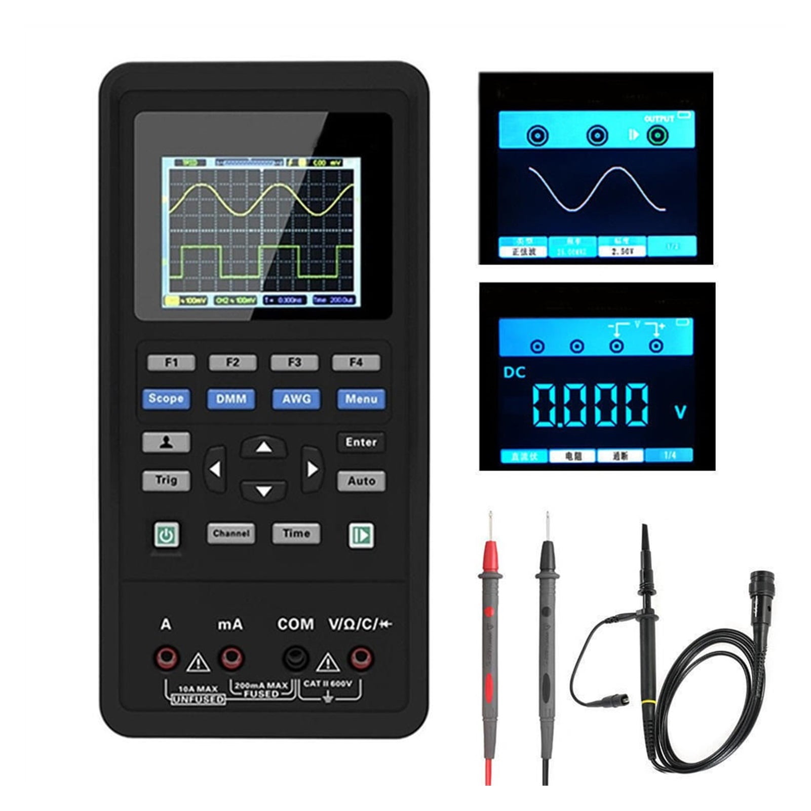 2C42/2D72 Handheld Digital Oscilloscope + Multimeter + Signal Generator ...