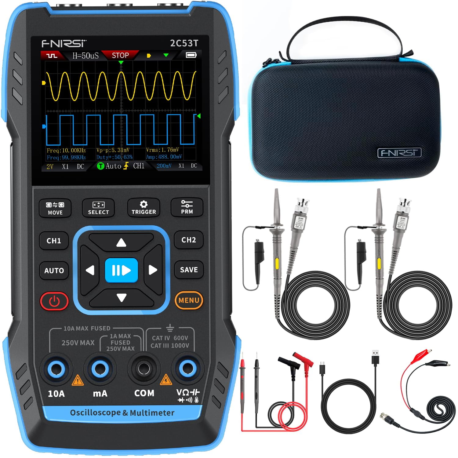 2C53T Upgraded Handheld Oscilloscope, 50MHz Bandwidth, 3IN1 Digital ...