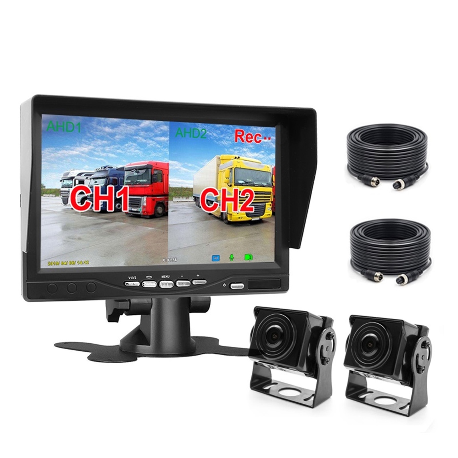 2CH 1920*1080P 7" IPS Screen Car Truck Bus AHD DVR Monitor With Digital ...