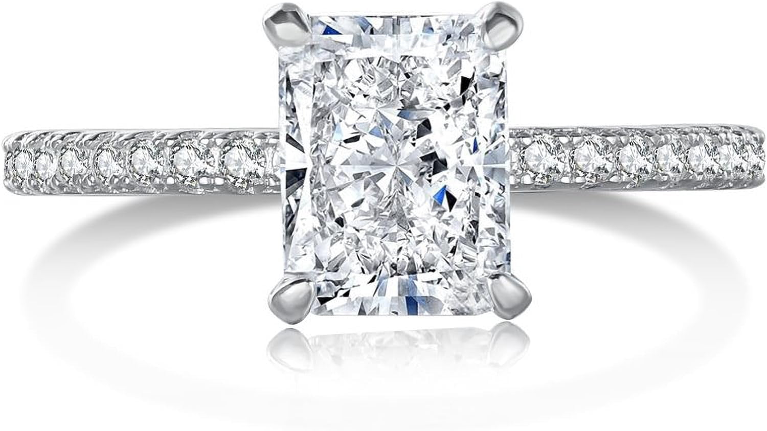 2CT 925 Sterling Silver Engagement Rings for Women Radiant Cut ...