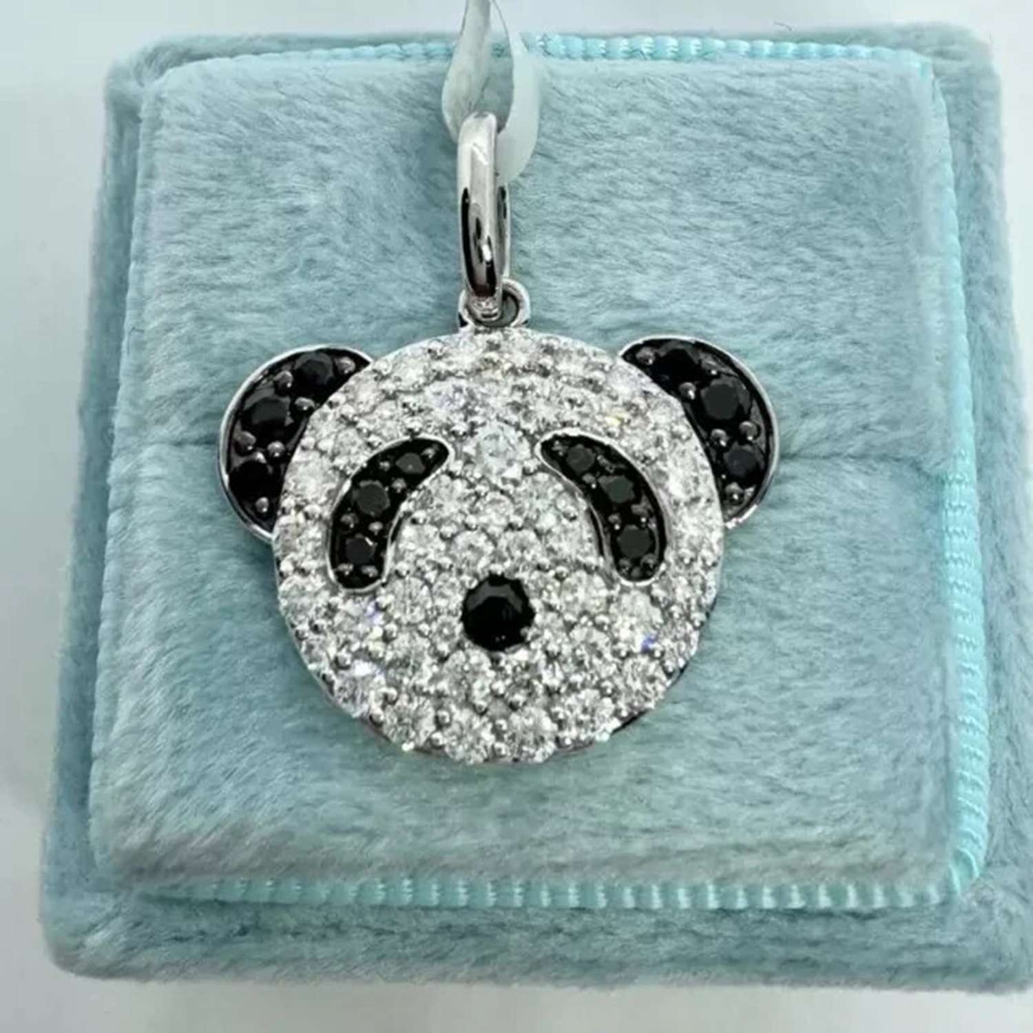 2CT Black Simulated Diamond 925 Silver Panda Shape Pendant 14k White ...