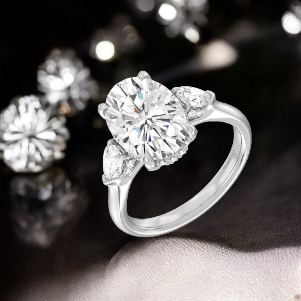2CT Ct Oval diamond Women Engagement Ring 14k White Gold Plated ...