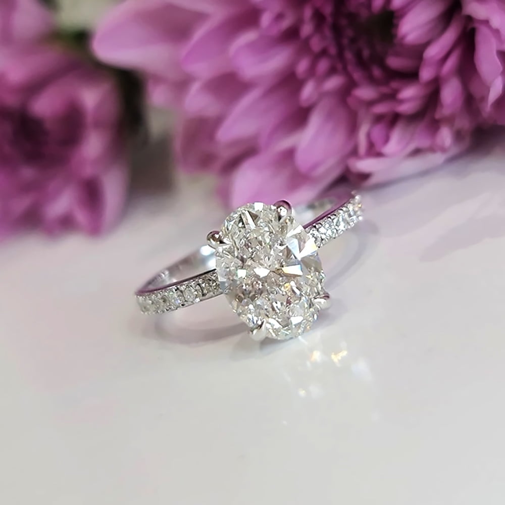 2CT Ct Oval diamond Women Engagement Ring 14k White Gold Plated - Walmart.com