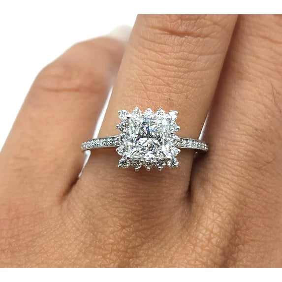 2CT Ct Princess Simulated diamond Women Engagement Ring 14k White Gold Plated - Walmart.com