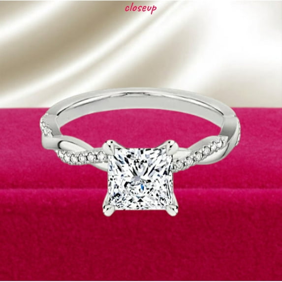 2CT Ct Princess Simulated diamond Women Engagement Ring 14k White Gold Plated - Walmart.com