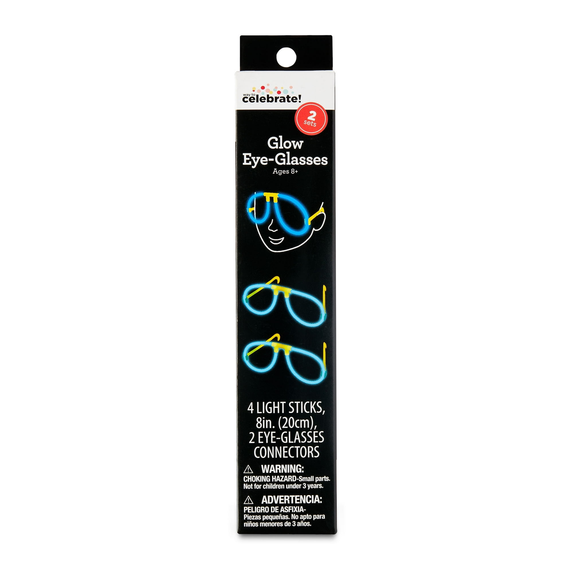 Blue Glow Eye Glasses, 2 Sets, by Way To Celebrate - Walmart.com