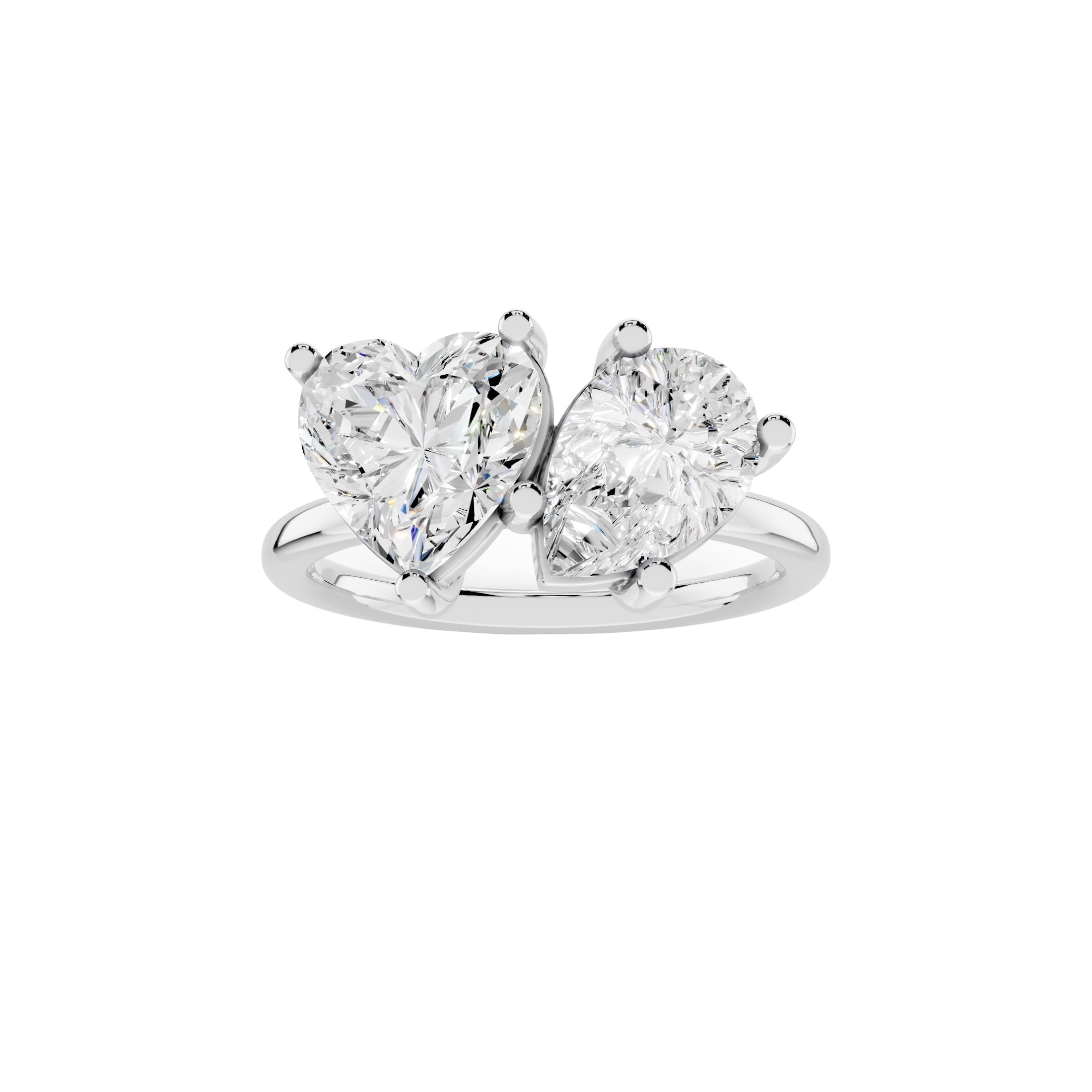 2CT Heart and Pear Cut Moissanite Toi Et Moi Engagement Ring for Women ...