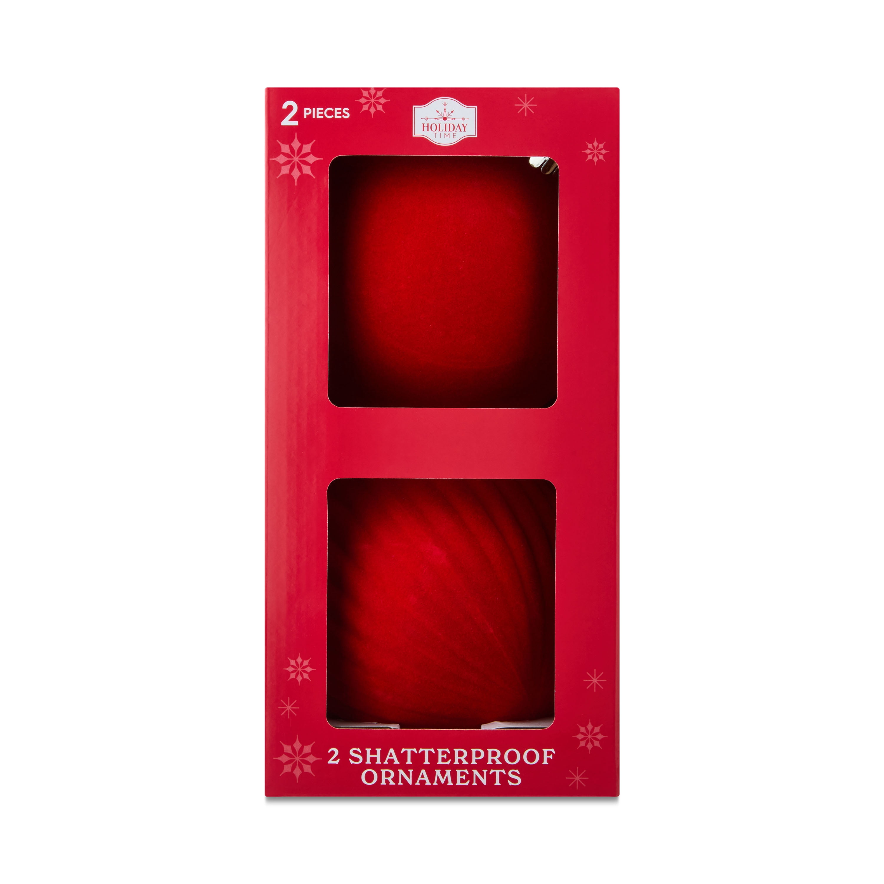 Red Flocked Jumbo Shatterproof Christmas Ornaments, 5.9", 2 Count, by ...