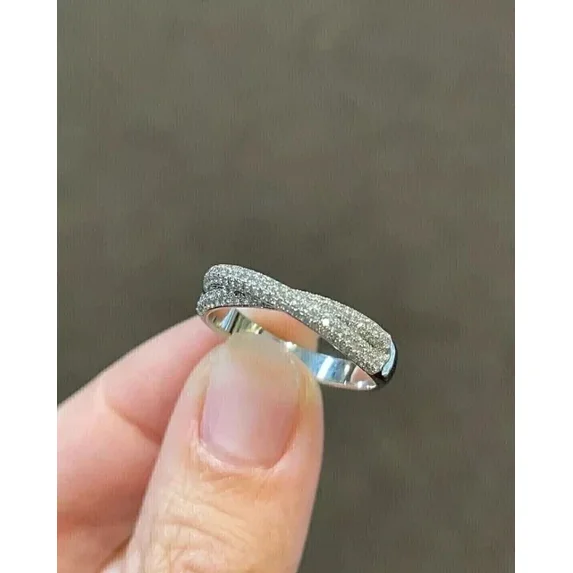 2CT Round Cut Simulated Diamond Crisscross Women Engagement Ring In 14K ...