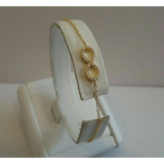 2CT Round Simulated Diamond 14k Yellow Gold Plated Infinity Bracelet ...