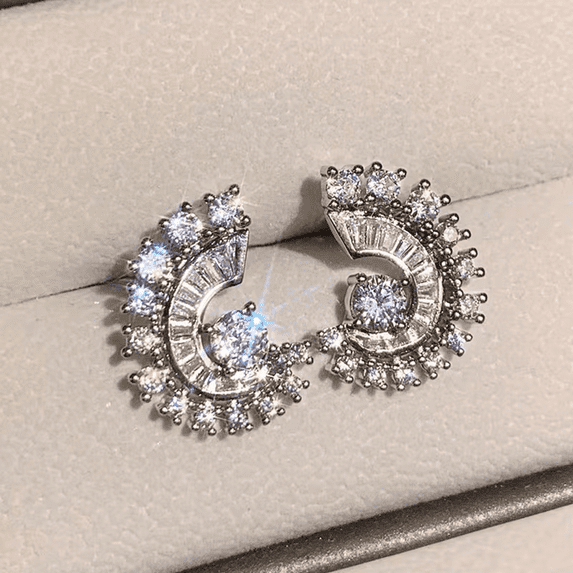 2CT Simulated Diamond 925 Silver Cluster Stud Earrings 14K White Gold Plated - Walmart.com