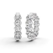 3CTW Lab Grown Diamond In and Out Huggie Hoop Earrings in 14K White ...