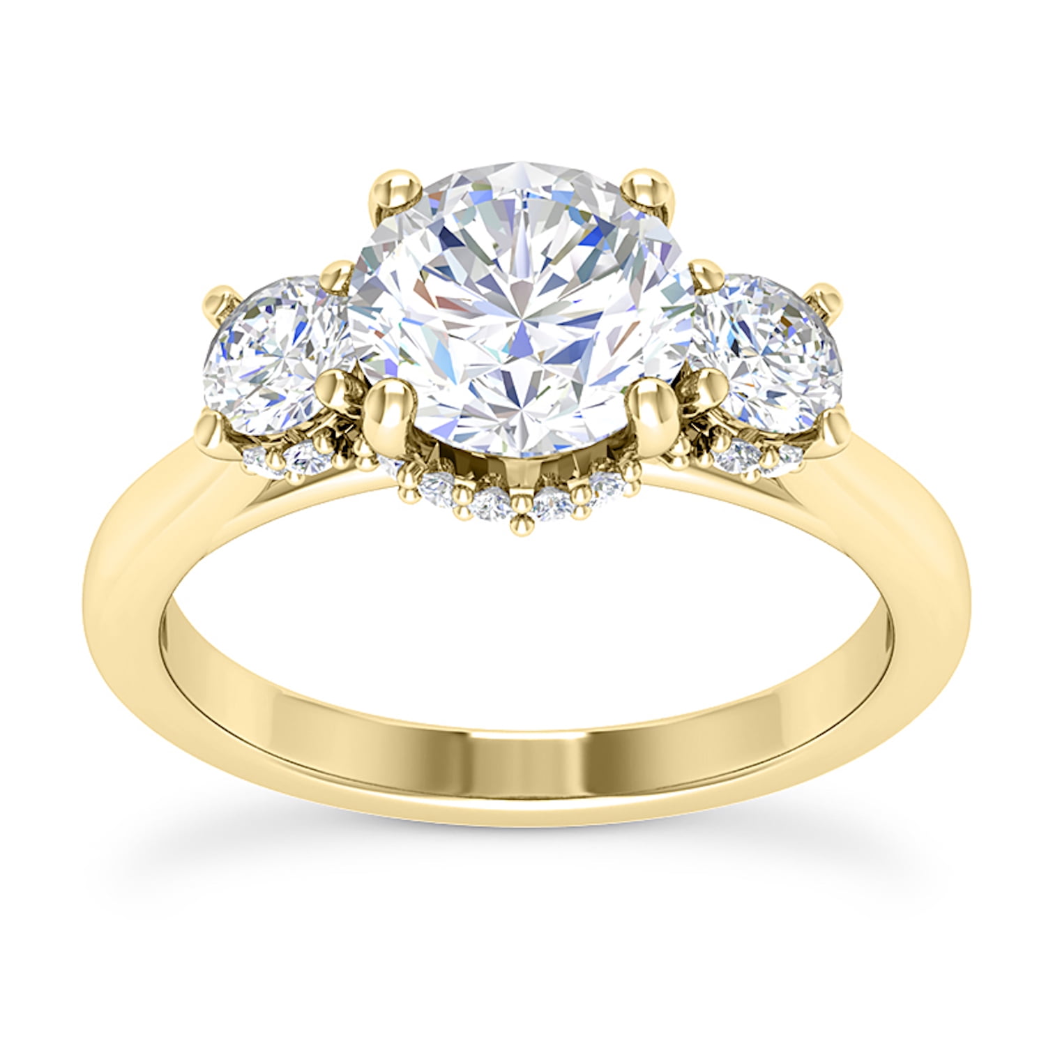 2CTW Natural Diamond and Moissanite 3-Stone 18K Gold Engagement Ring ...