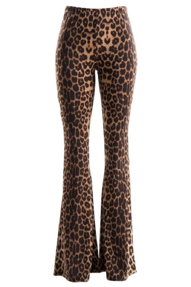2Chique Boutique Women's Leopard Print Bell Bottom Pants - Walmart.com