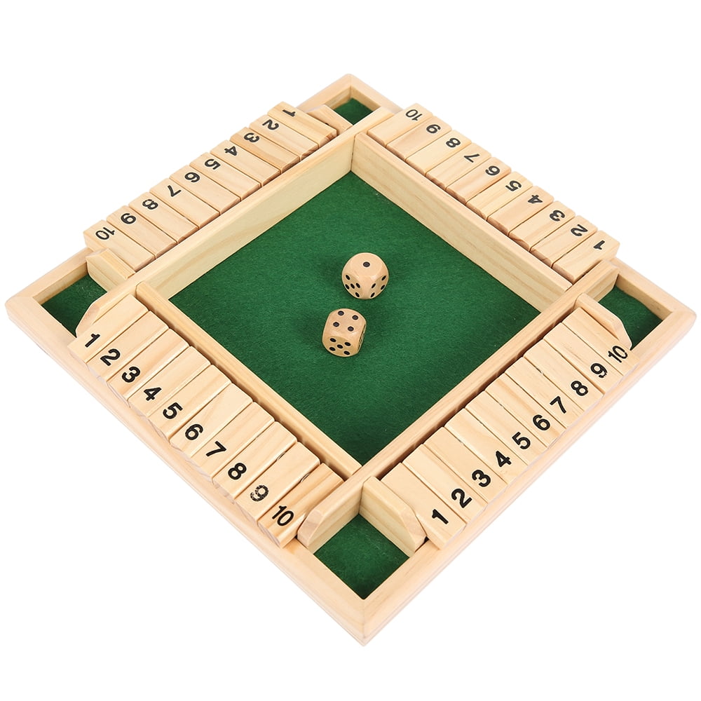 2Color 1-4 Players Shut The Box Dice Game,10 Numbers Traditional Wooden ...