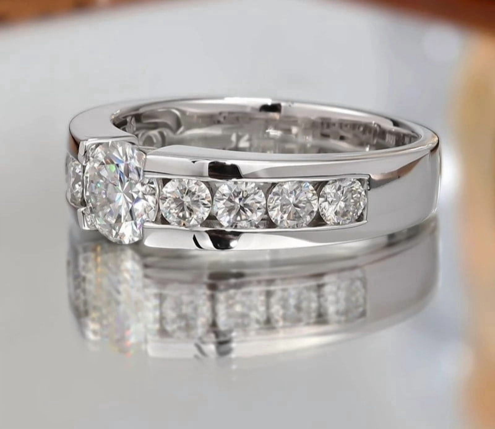 2Ct 14K White Gold Plated Round Cut Lab Created Diamond Men's Wedding ...