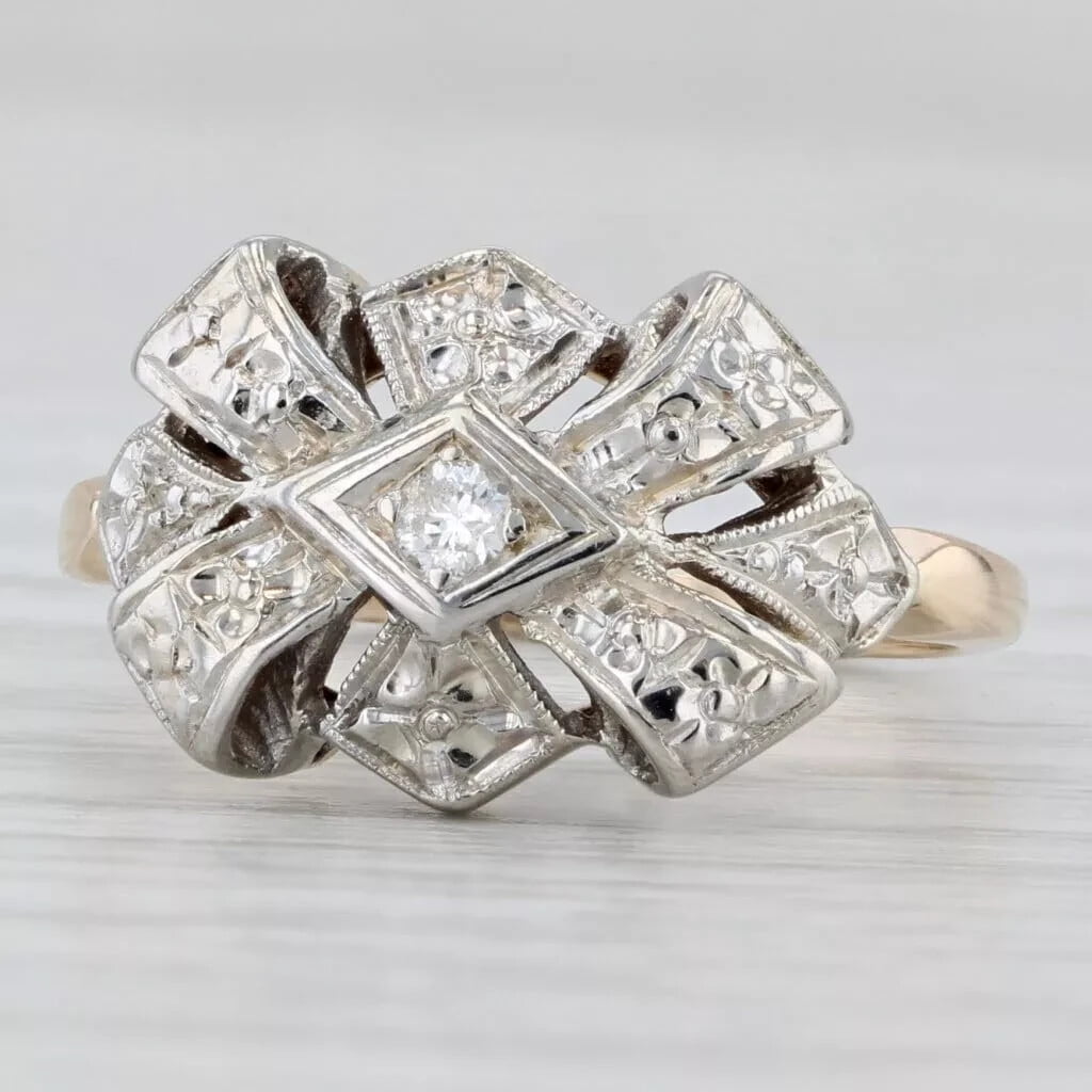 2Ct Art Deco Vintage Style 14K Yellow Gold Plated Lab Created Diamond ...