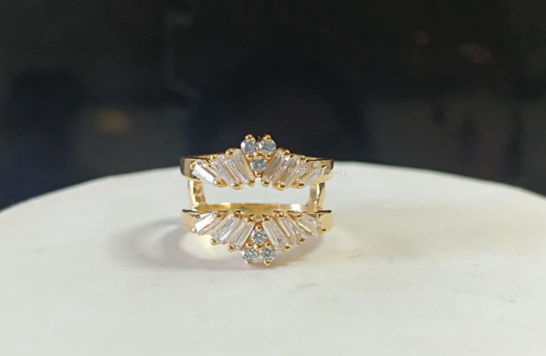 2Ct Baguette Cut Lab Created Diamond Women Enhancer Wrap Guard Ring 14K ...