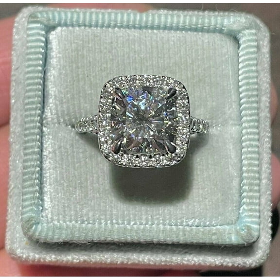1.5 CT Cushion Cut Simulated Diamond, Classic Diamond Engagement Ring ...
